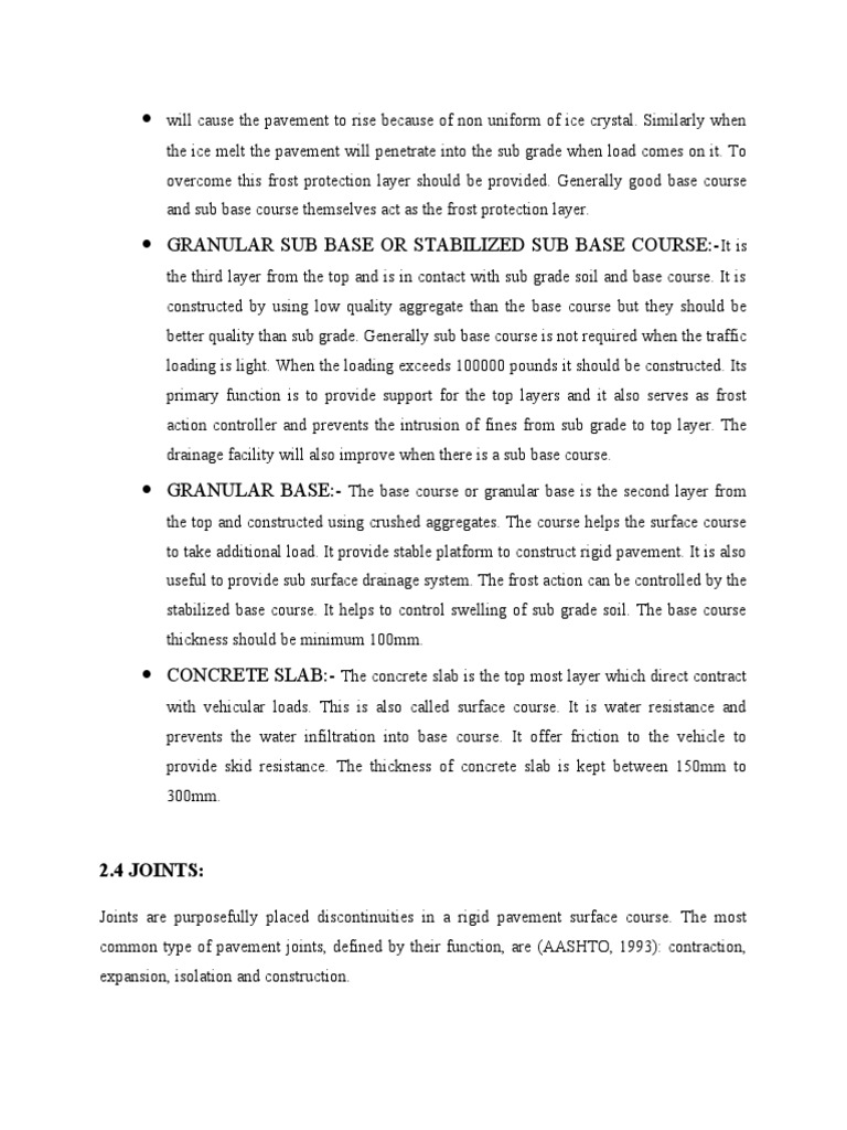 Granular Sub Base or Stabilized Sub Base Course:-: 2.4 JOINTS | PDF ...