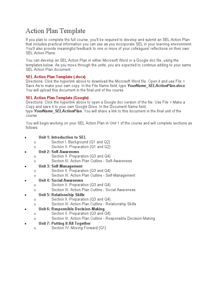Action Plan Requirements | PDF | Self Awareness | Cognitive Science