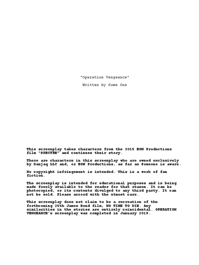 Operation Vengeance Jame Bond 007 v.01142019 | PDF | Secret ...
