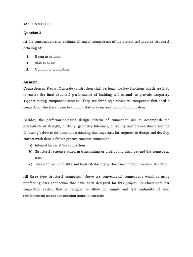 Precast Assignment 2 | PDF | Column | Beam (Structure)
