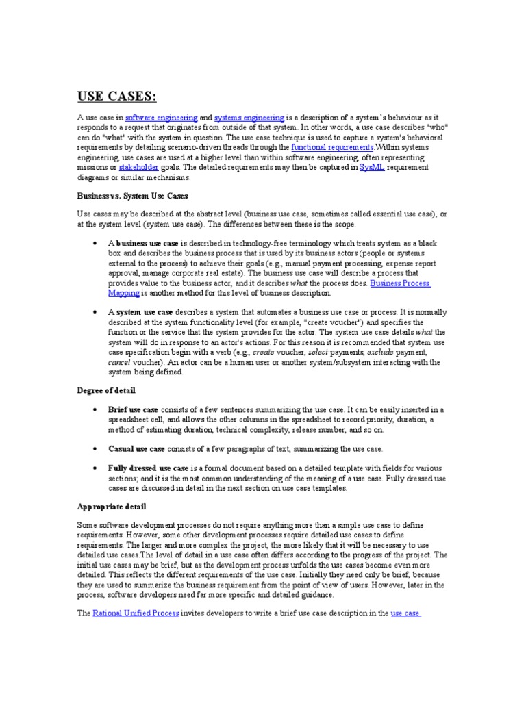 Use Cases | PDF | Use Case | Class (Computer Programming)