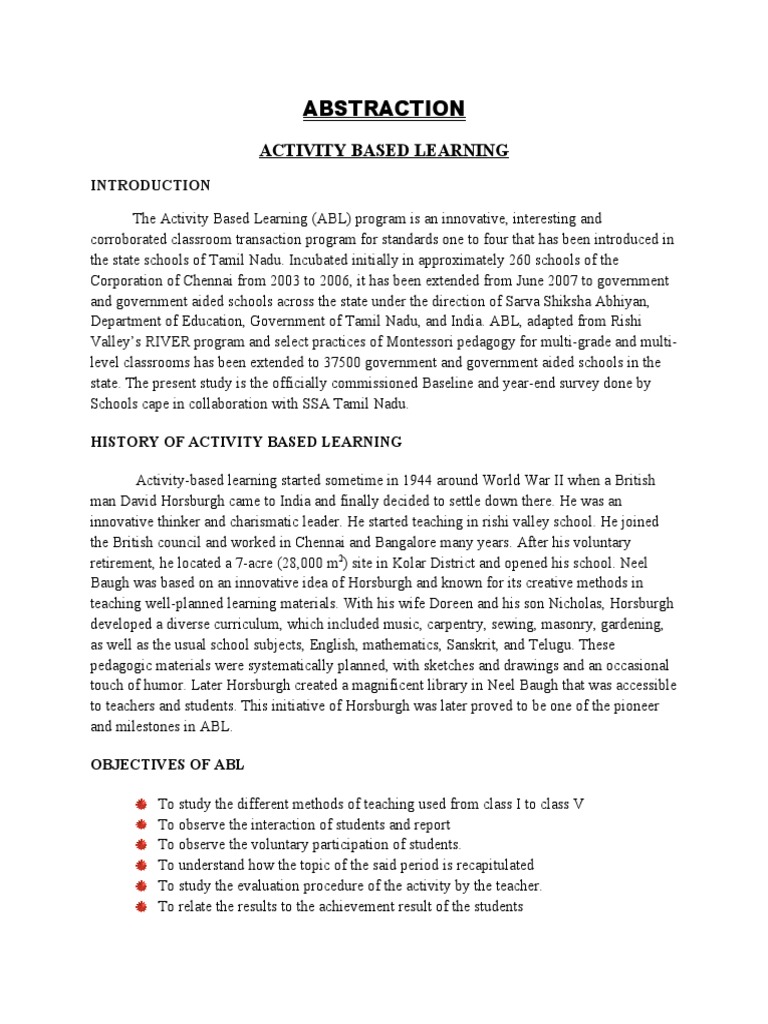 Abstraction: Activity Based Learning | PDF | Cognition | Behavior ...