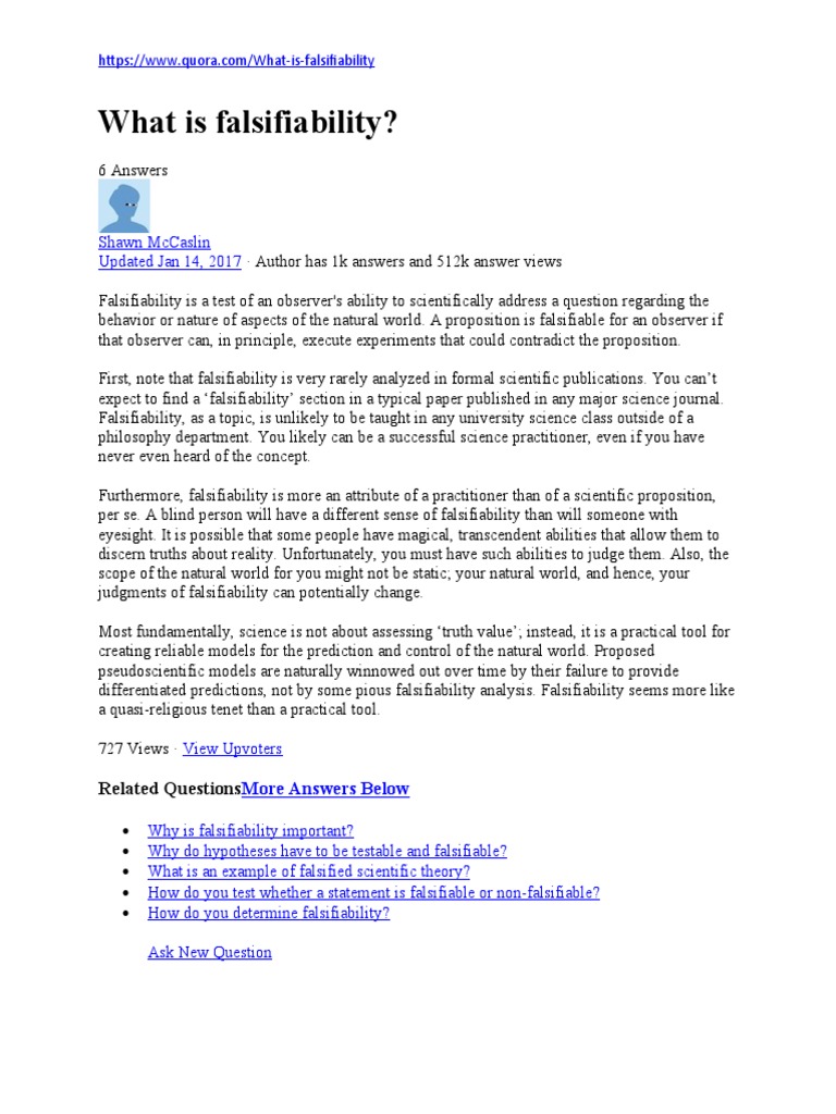 What Is Falsifiability | PDF | Falsifiability | Karl Popper