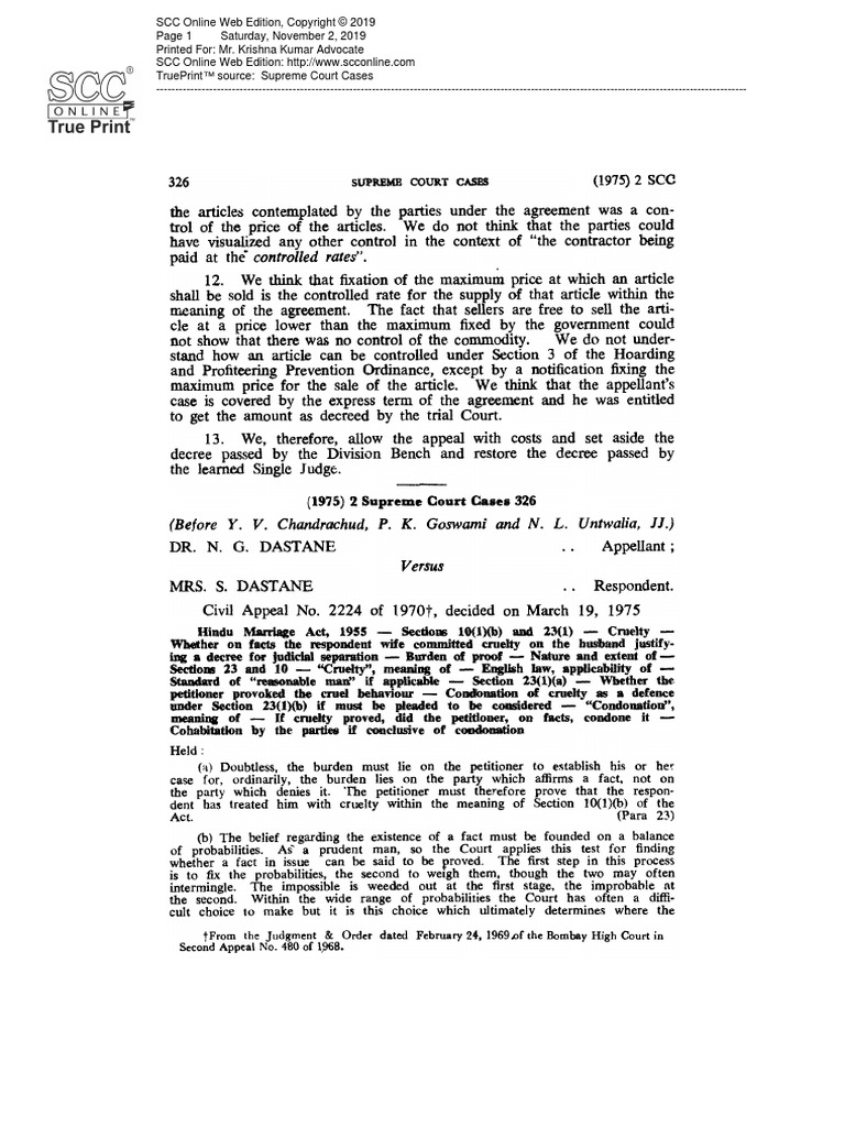 Dastane V S. Dastane Case Law | PDF | Freedom Of Expression Law | Copyright