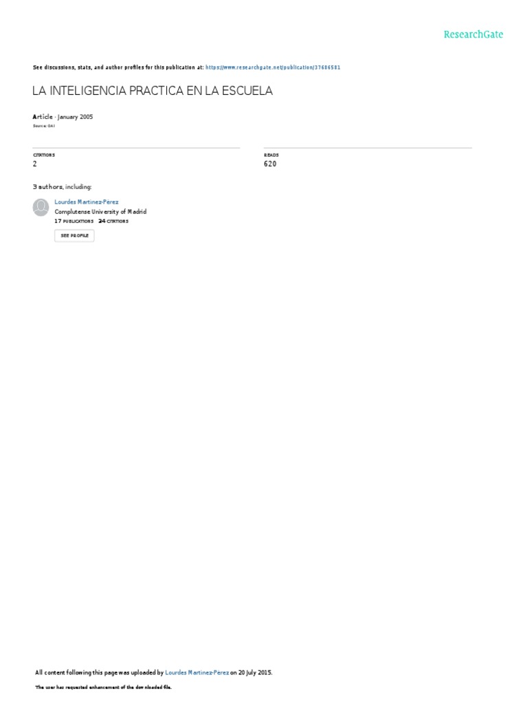 Inteligencia Práctica en La Escuela | PDF | Mente | Inteligencia