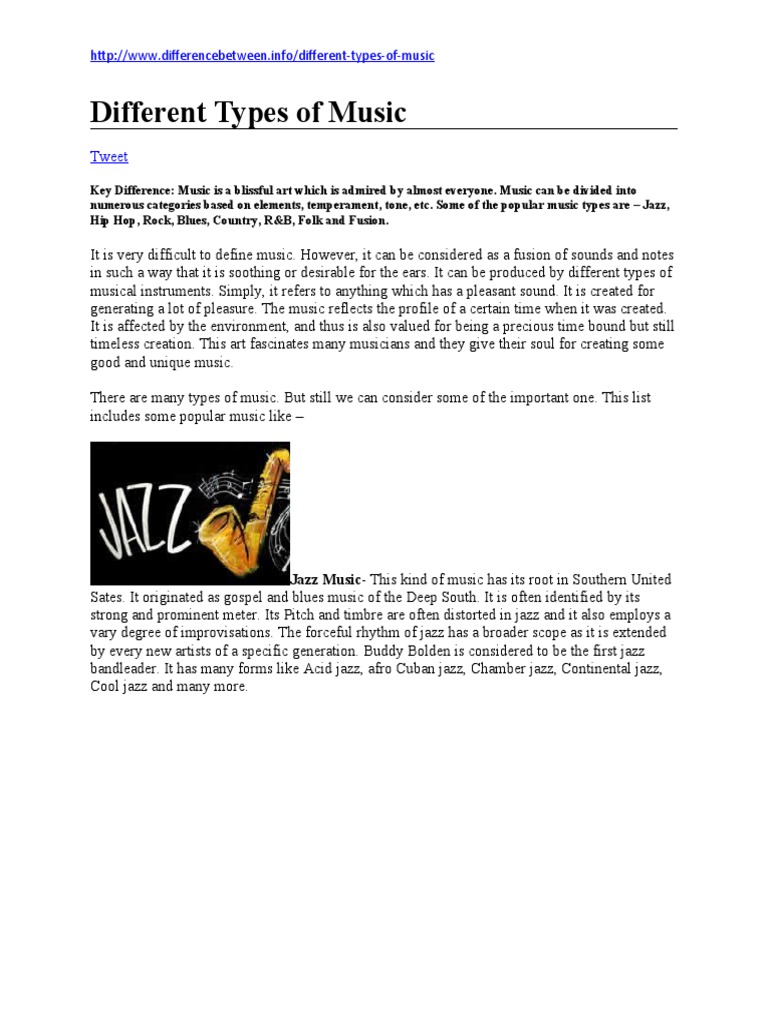 Different Types of Music | PDF | Rock And Roll | Blues