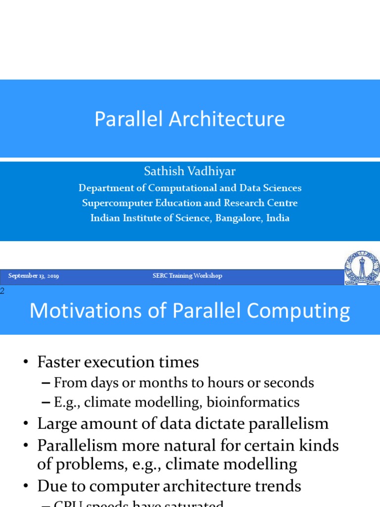 Parallel Architecture: Sathish Vadhiyar | PDF | Parallel Computing | Network Topology