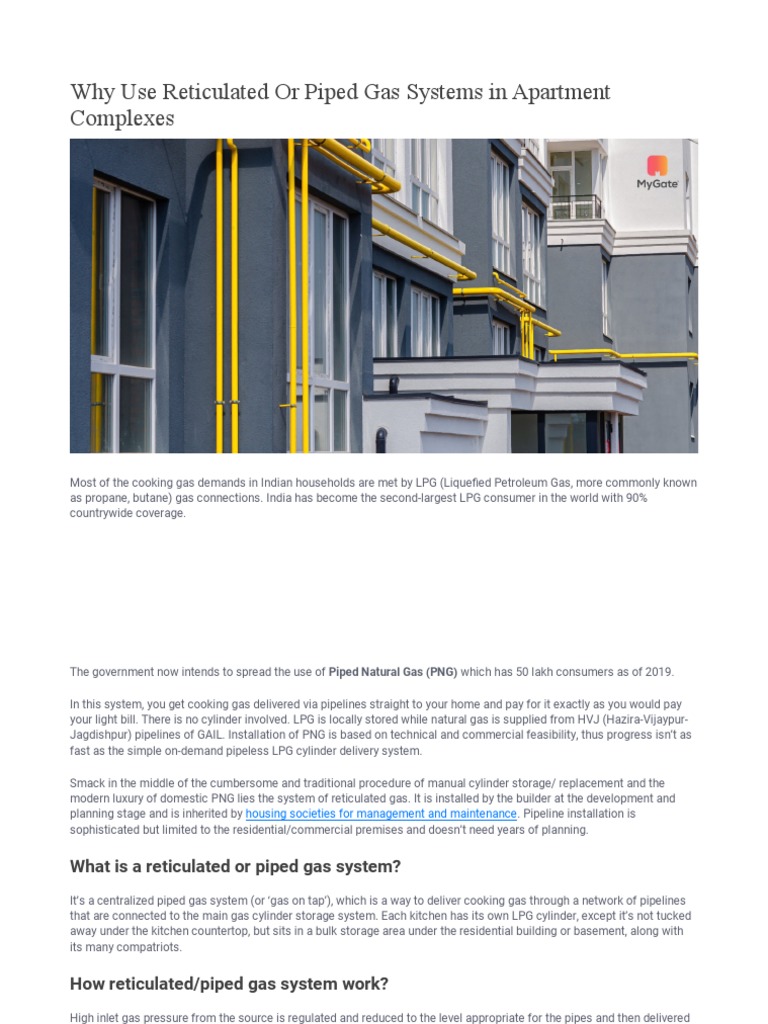 Why Use Reticulated or Piped Gas Systems in Apartment Complexes | PDF ...