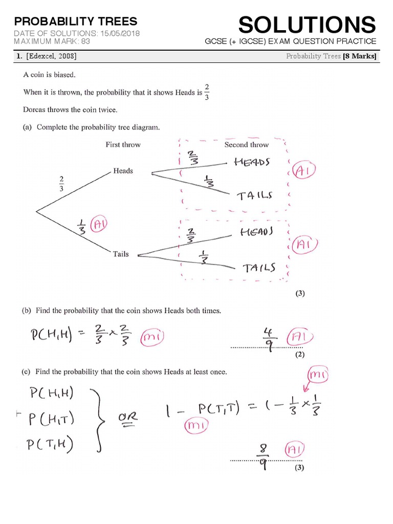 Solutions: Probability Trees | PDF | Accuracy And Precision | Question