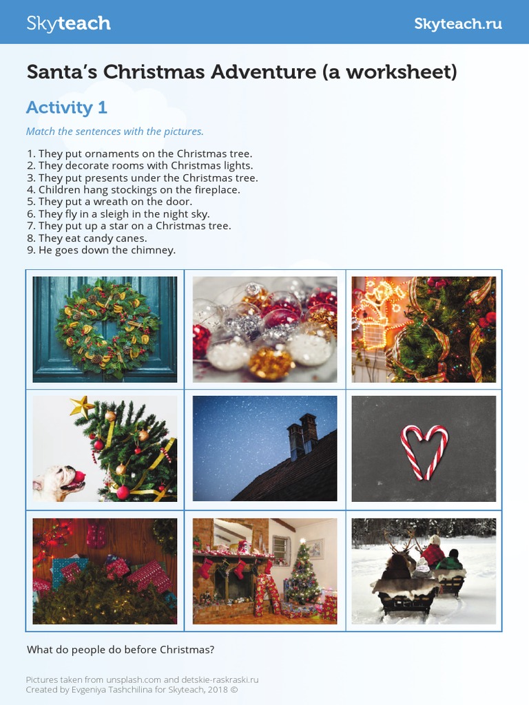 Santa's Christmas Adventure (A Worksheet) : Activity 1 | PDF