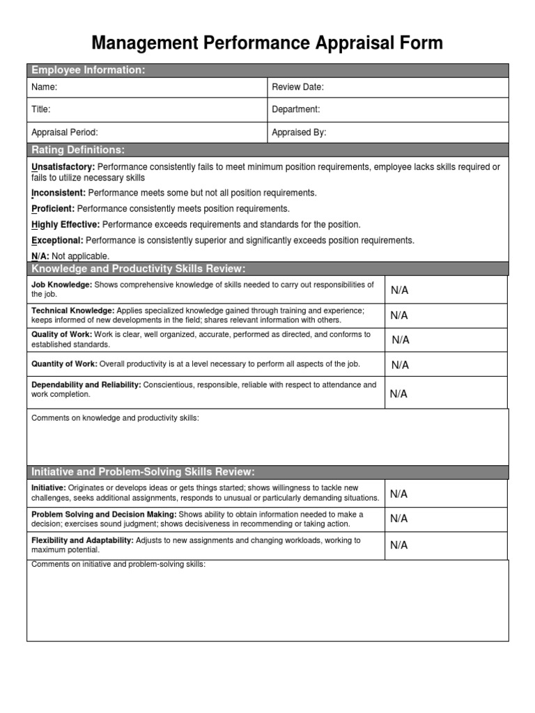Management Performance Appraisal Form: Employee Information | PDF | Performance Appraisal | Goal