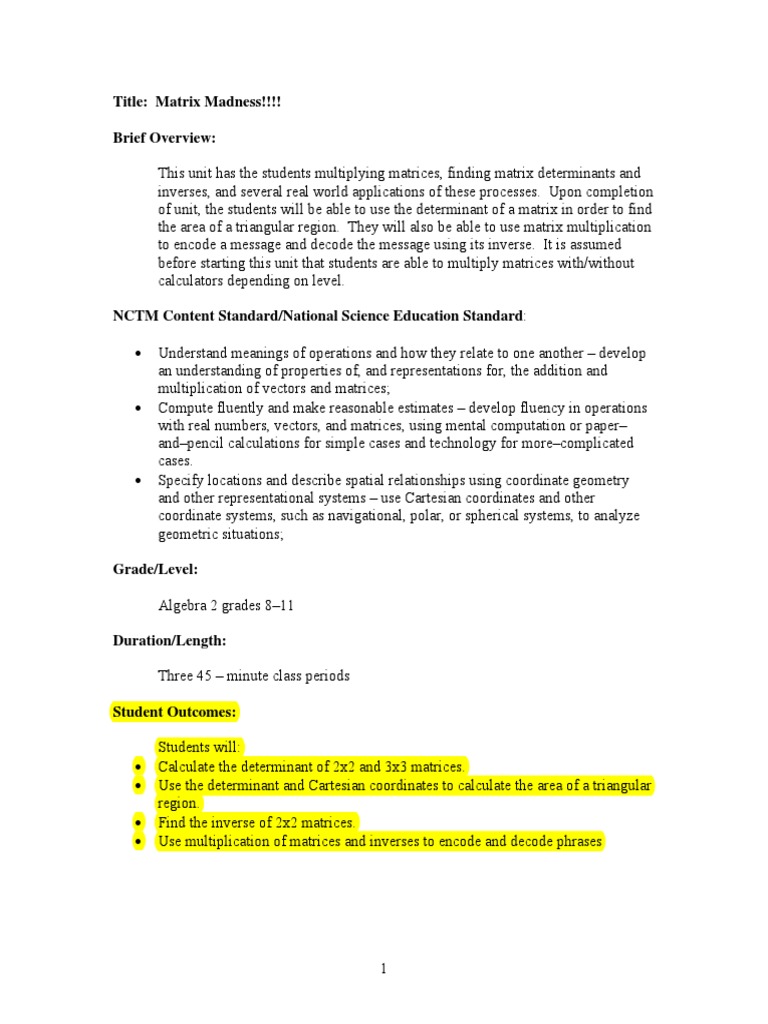 Matrix Madness PDF | PDF | Code | Matrix (Mathematics)