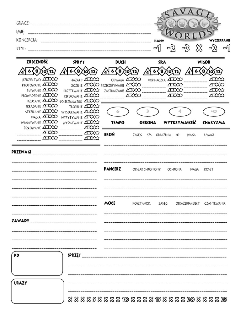 Savage Worlds Karta Postaci | PDF