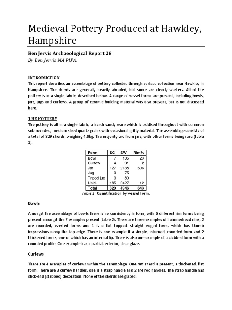 Report 28 Hawkley | PDF | Sherd | Pottery