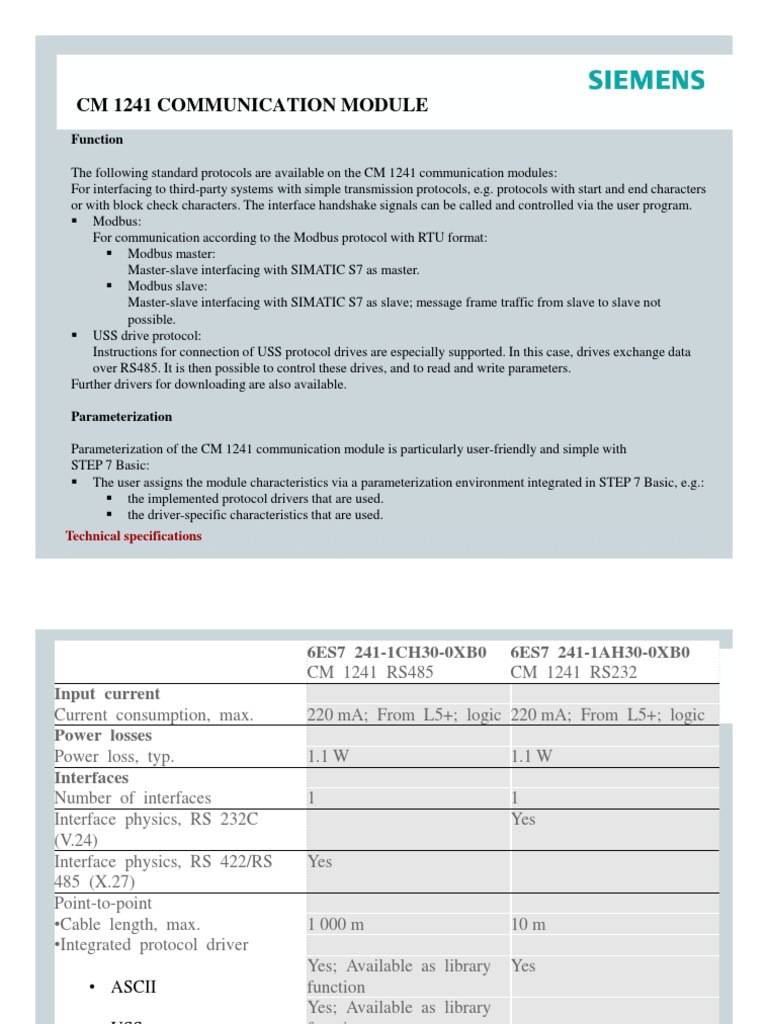Modbus Communication Card cm1241 rs232 PDF | PDF | Computer Engineering ...