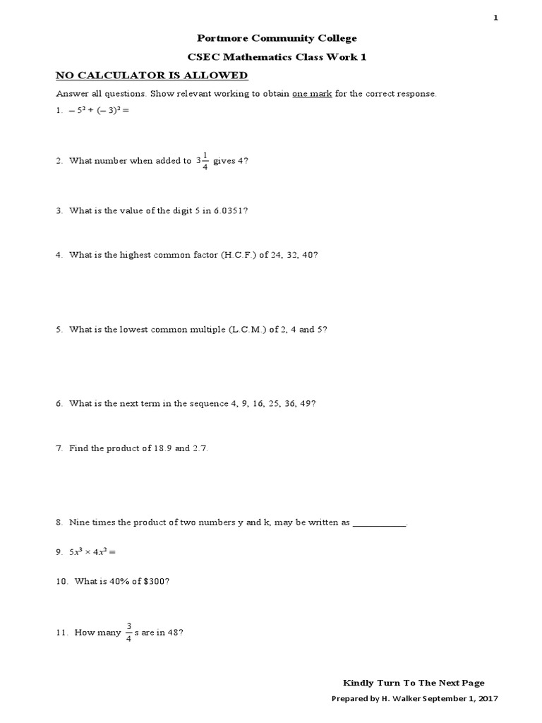 Class Work 1 - September 4, 2017 | PDF