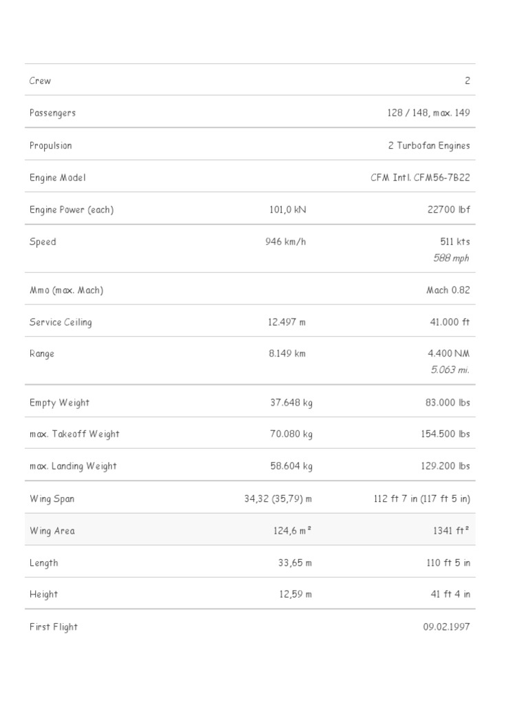 Boeing 737-700 Specifications | PDF
