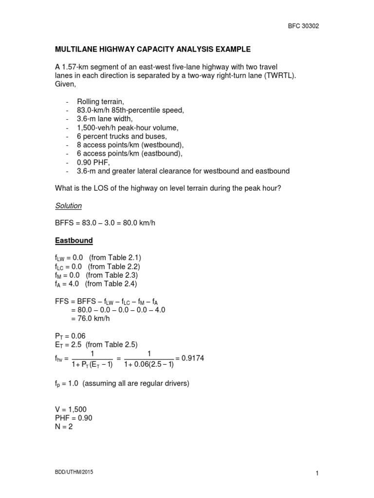 Example Of Multilane Highway Los Pdf Pdf Lane Transport