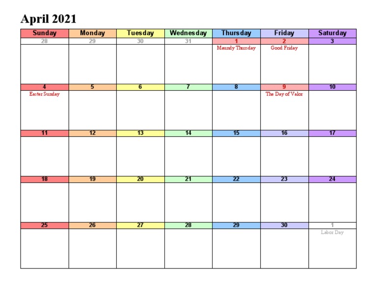 April Calendar - 1cp | PDF