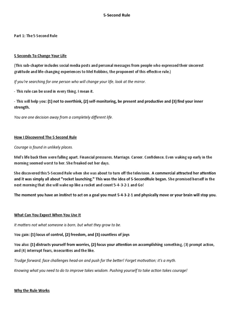 5-Second Rule | PDF | Procrastination | Professional Skills