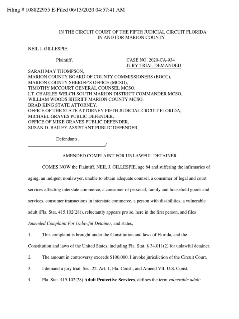 Amended Complaint For Unlawful Detainer | PDF | Wisconsin Circuit ...