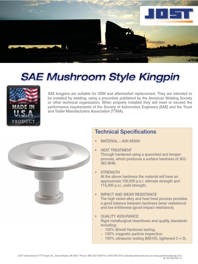 SAE Kingpins: Specs & Quality | PDF | Heat Treating | Hardness