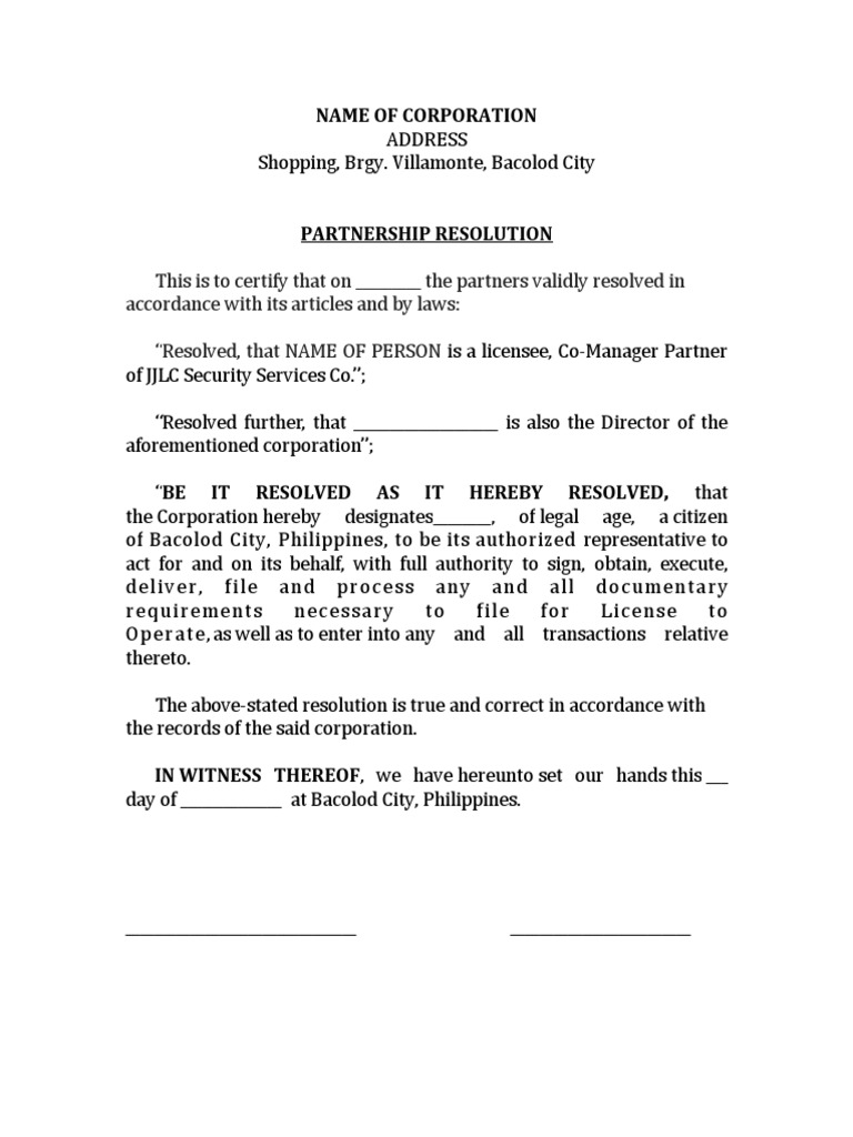 Sample Partnership Reso1 | PDF