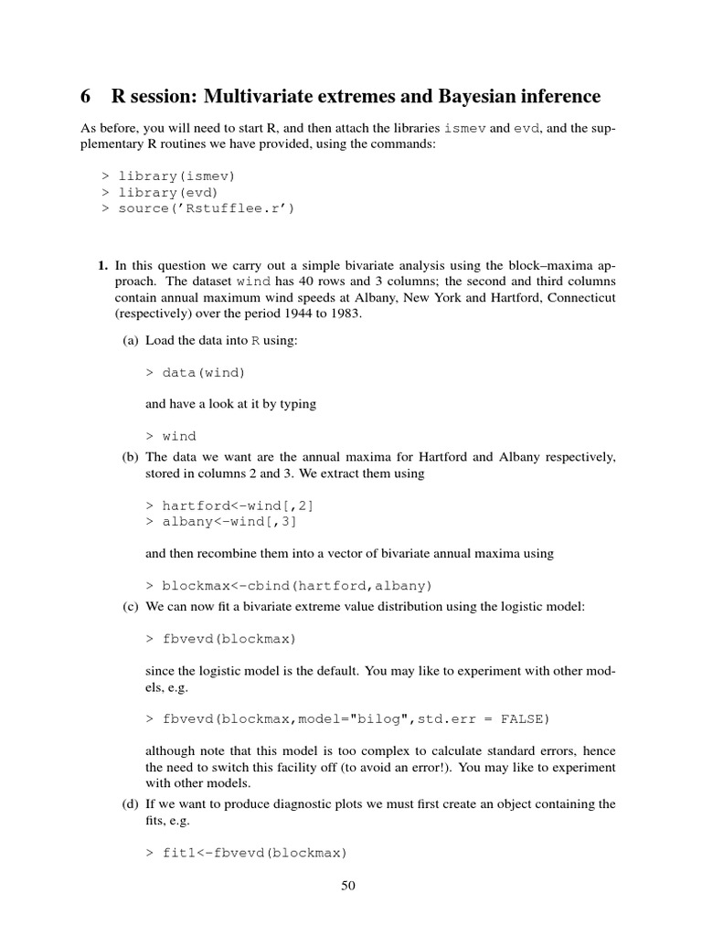 6 R Session: Multivariate Extremes and Bayesian Inference | PDF | Normal Distribution | Standard ...