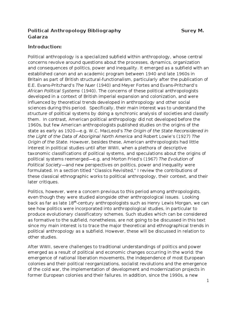Political Anthropology: Key Concepts & Trends | PDF | Anthropology ...