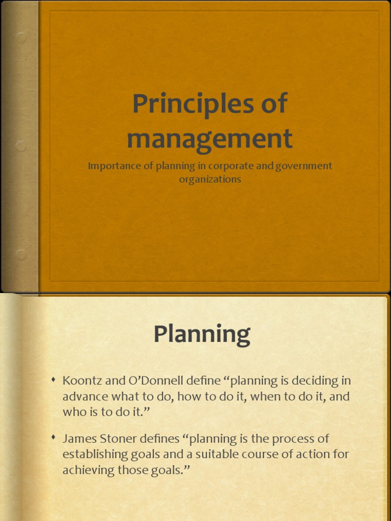 Principles of Management: Importance of Planning in Corporate and ...