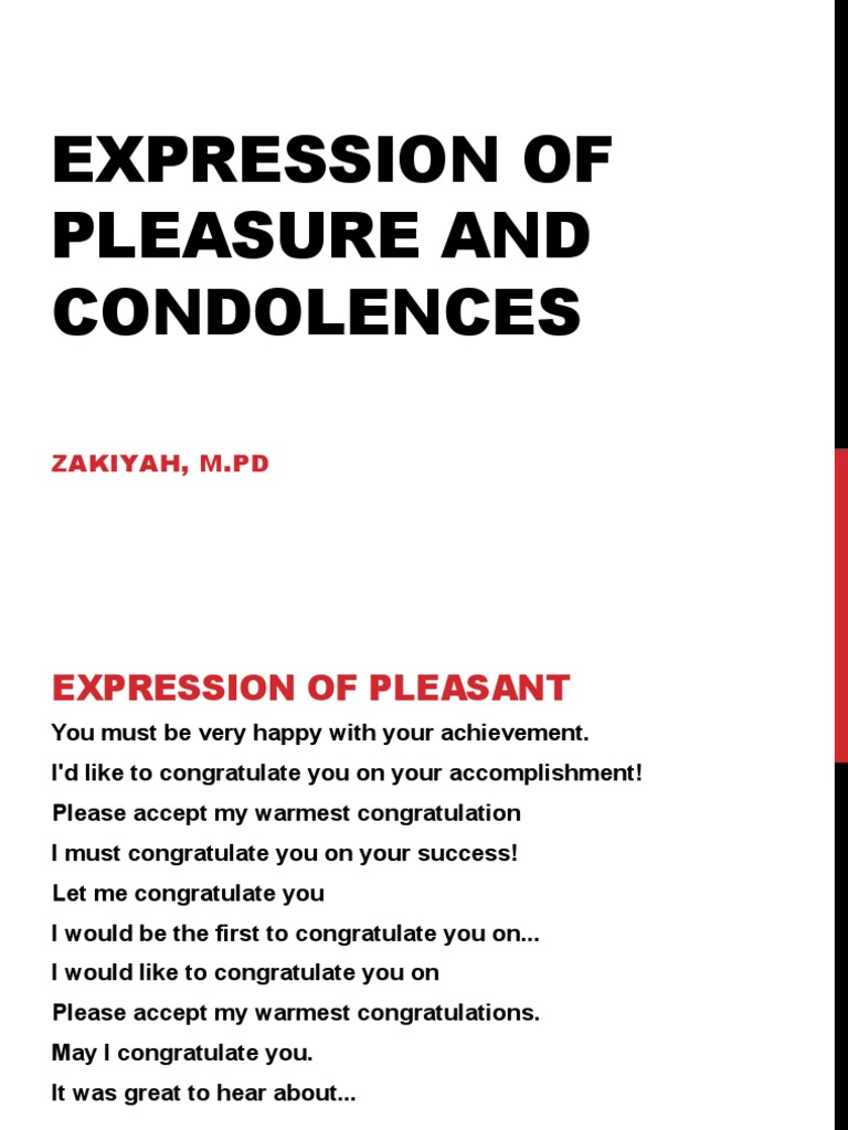 Expression of Pleasants and Condolences | PDF