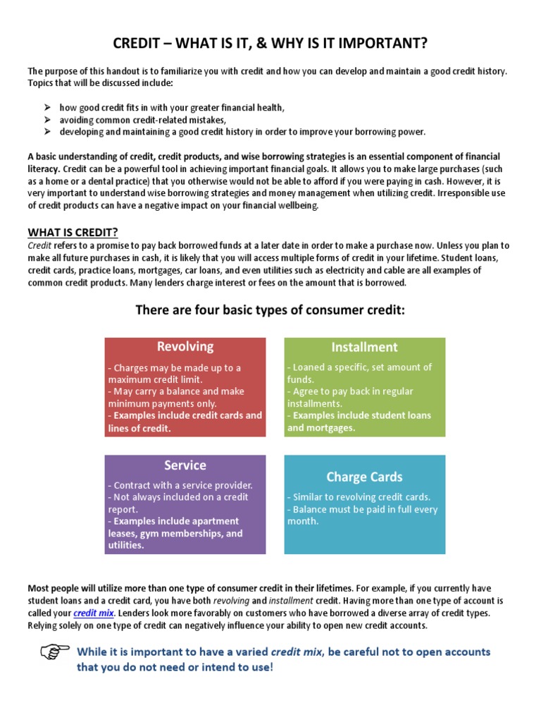 Credit - What Is It, & Why Is It Important?: There Are Four Basic Types ...