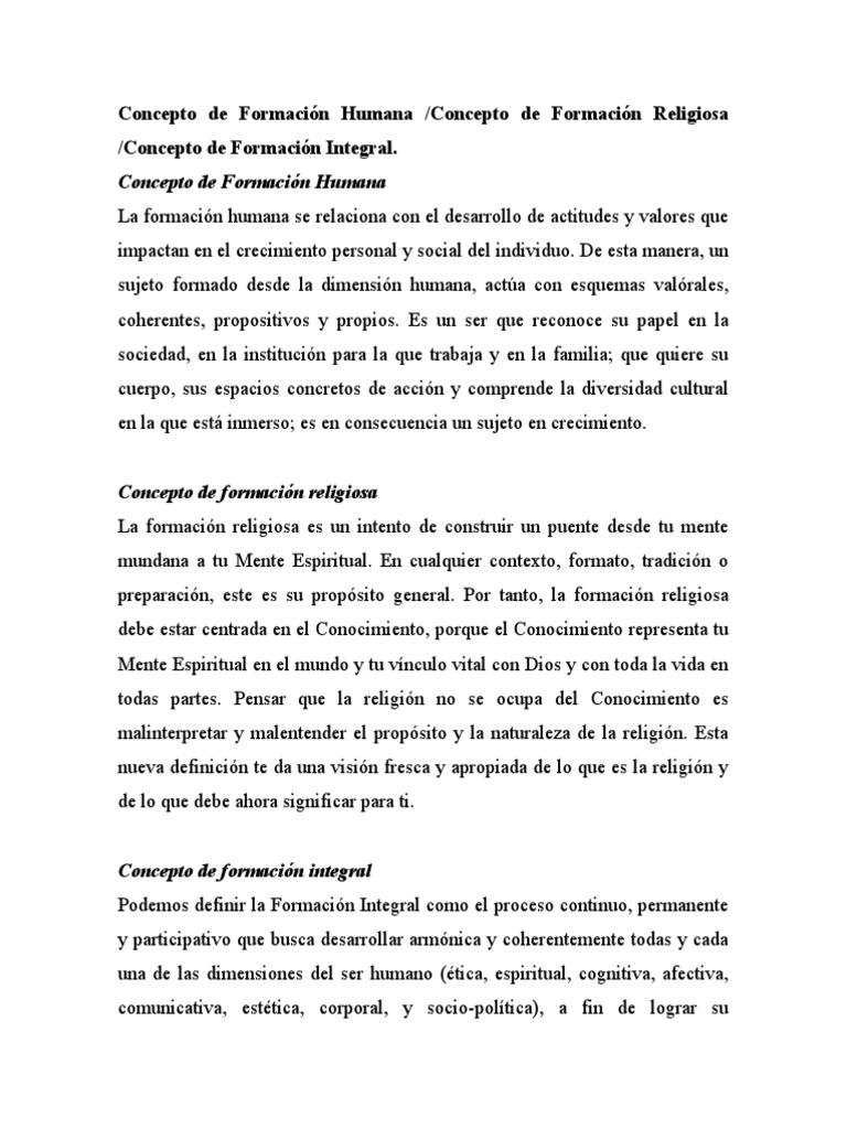Concepto de Formación Humana | PDF | Concepto | Conocimiento
