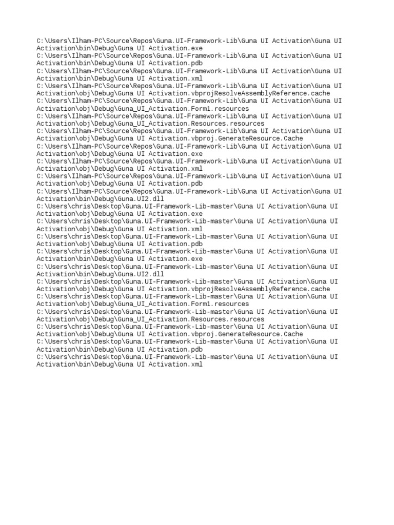 Guna UI Activation - vbproj.FileListAbsolute | PDF | Software | Microsoft Windows