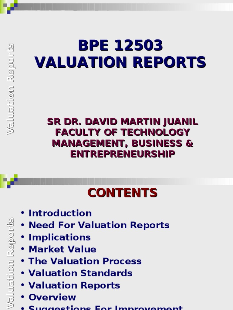 Valuation Reports | PDF | Real Estate Appraisal | Market Value