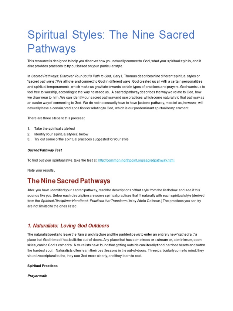 Discover Your Spiritual Style in 9 Sacred Pathways | PDF | Eucharist ...