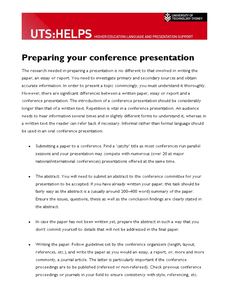 Preparing Conference Presentation | PDF