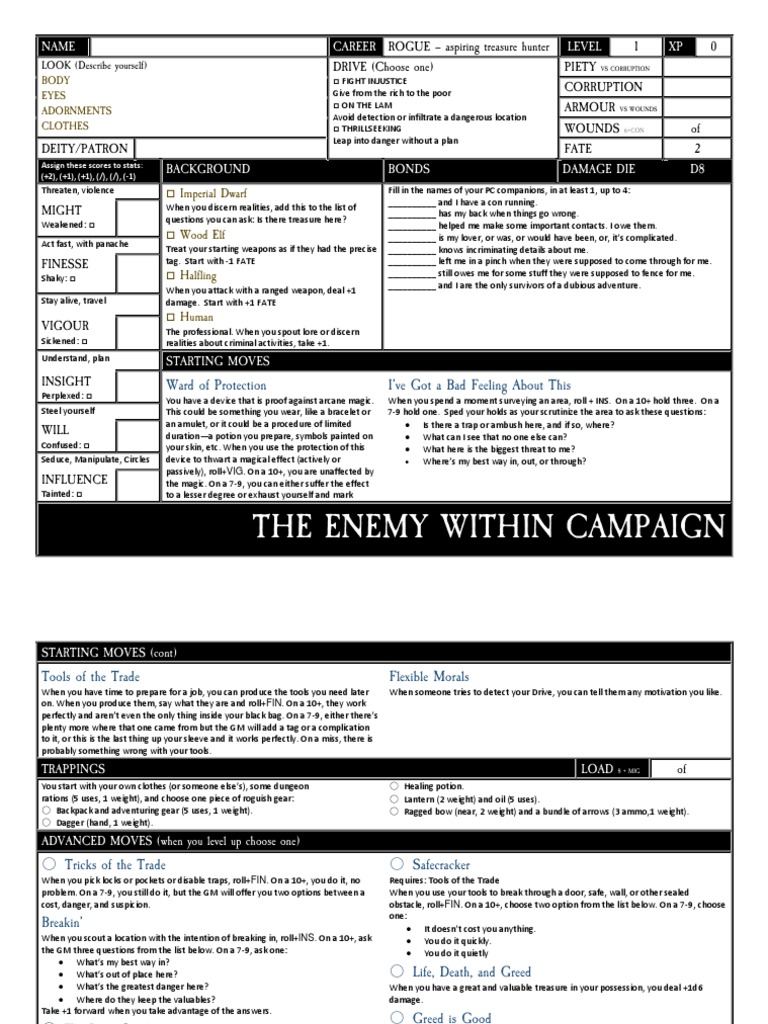 The Enemy Within Playbook Template Rogue | PDF | Leisure | Sports
