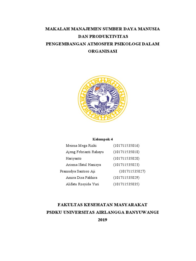 2019 MSDM BWX Semester 4 Kel. 4 Tugas 11 Atmosfer Psikologi Dalam Organisasi | PDF