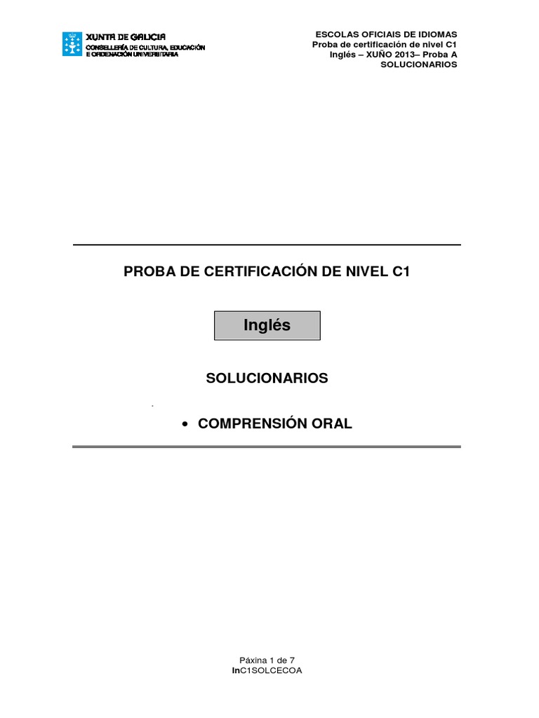 Solucion Listening C1 Xunta | PDF | Nature