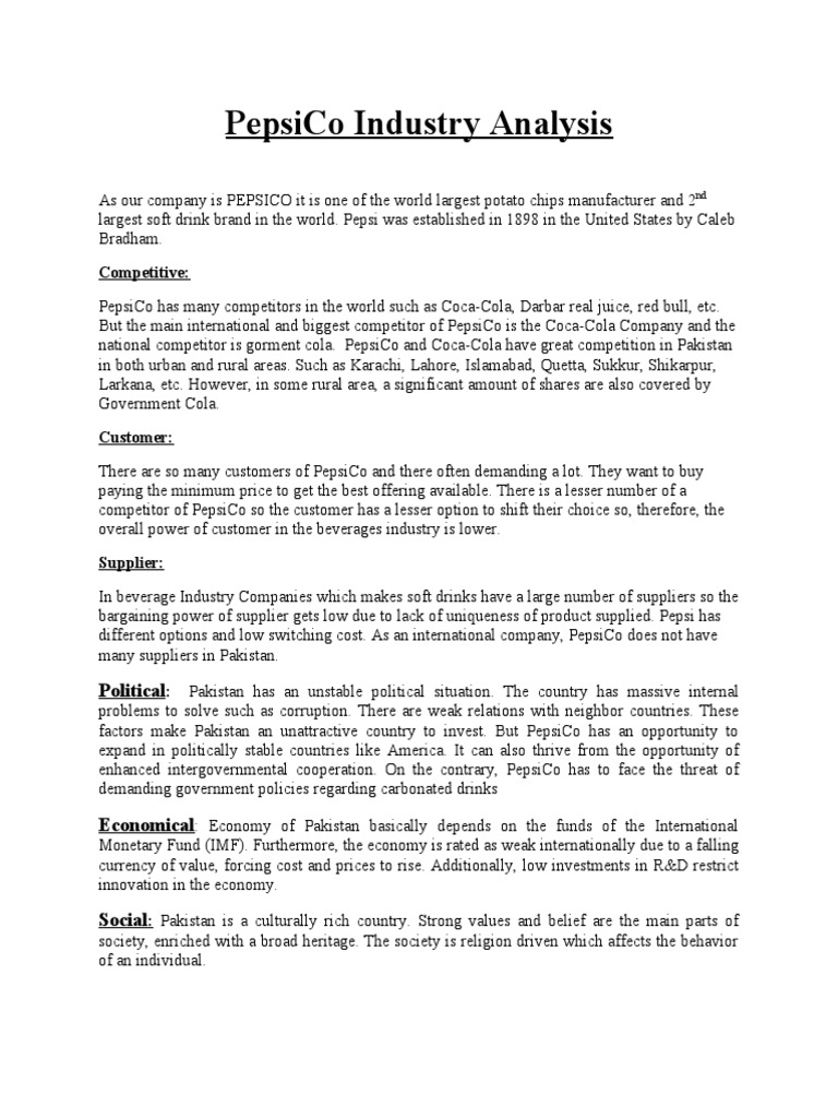 PepsiCo Competitors and Market Analysis | PDF | Pepsi Co | Pakistan