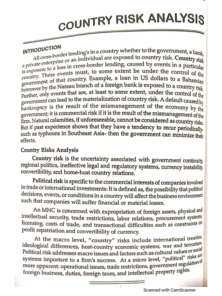 Country Risk Analysis | PDF