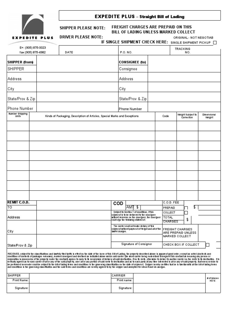 Straight Bill of Lading Overview | PDF | Cargo | Bill Of Lading