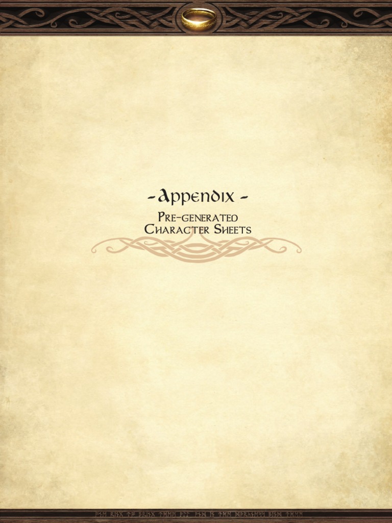 The One Ring Pregenerated Character Sheets | PDF | Shield | Leisure