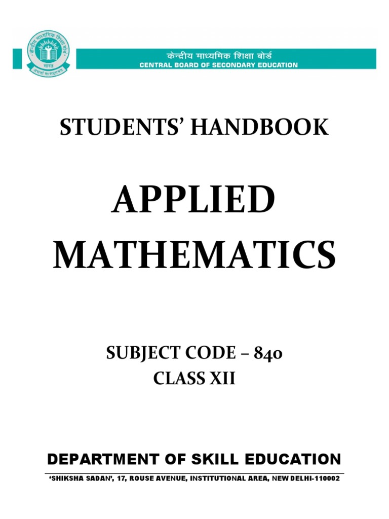 Applied Mathematics (Class XII) | PDF | Maxima And Minima | Derivative