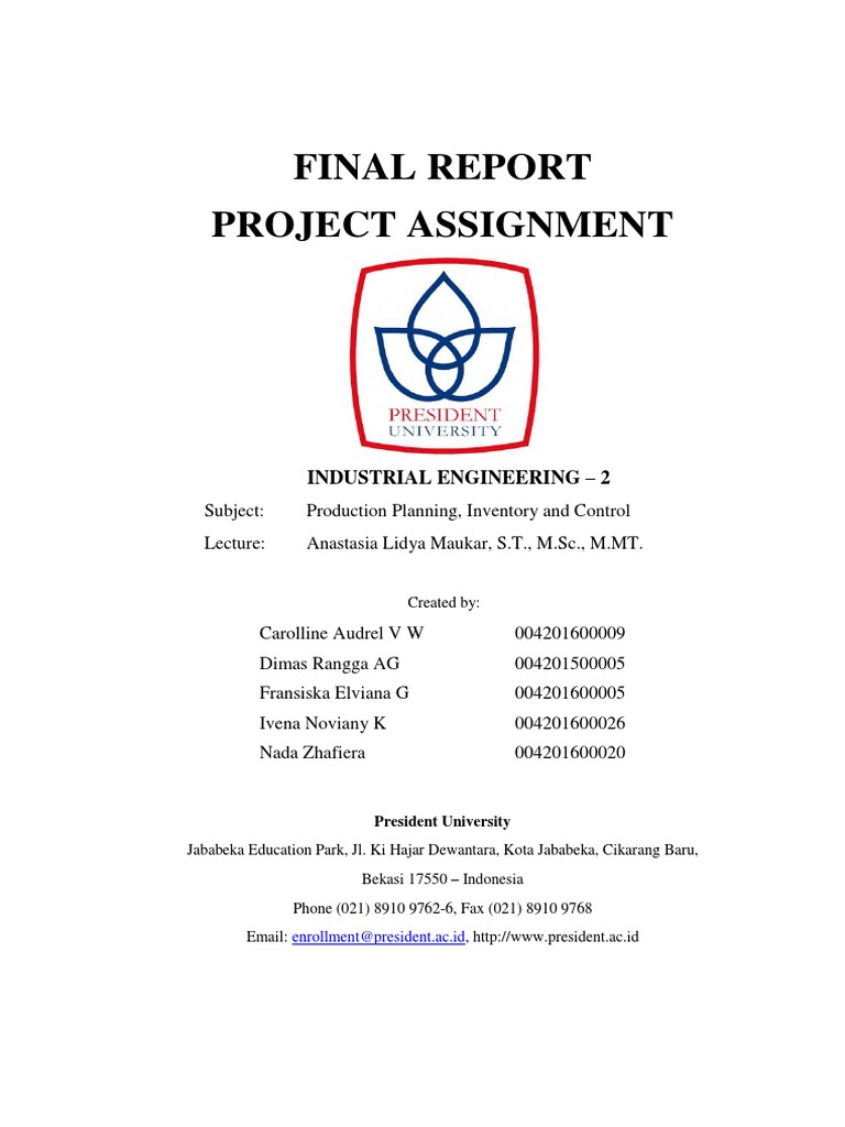 Final Report Project Assignment: Industrial Engineering - 2 | PDF ...