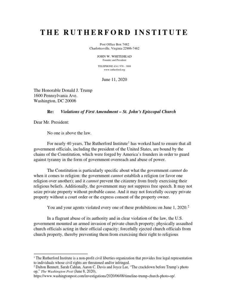 Rutherford Institute Rebukes Trump For Invading, Seizing and Occupying ...