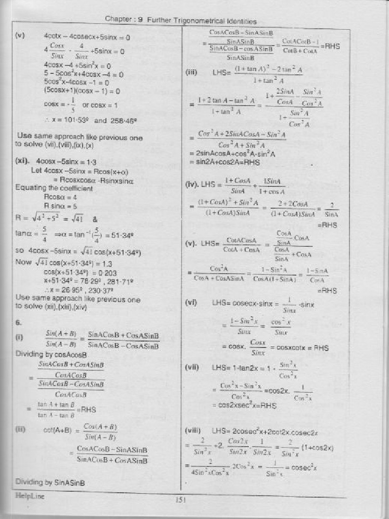 Pure Maths Lee Peng Solutions 4 | PDF