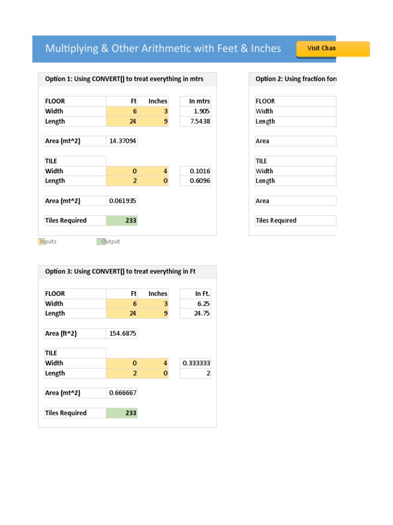 Feet & Inches Arithmetic Guide | PDF