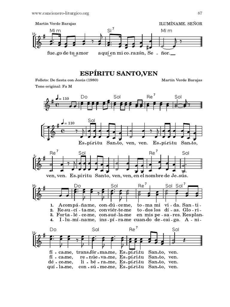 Partituras Y Acordes Ven Espíritu Santo Pdf